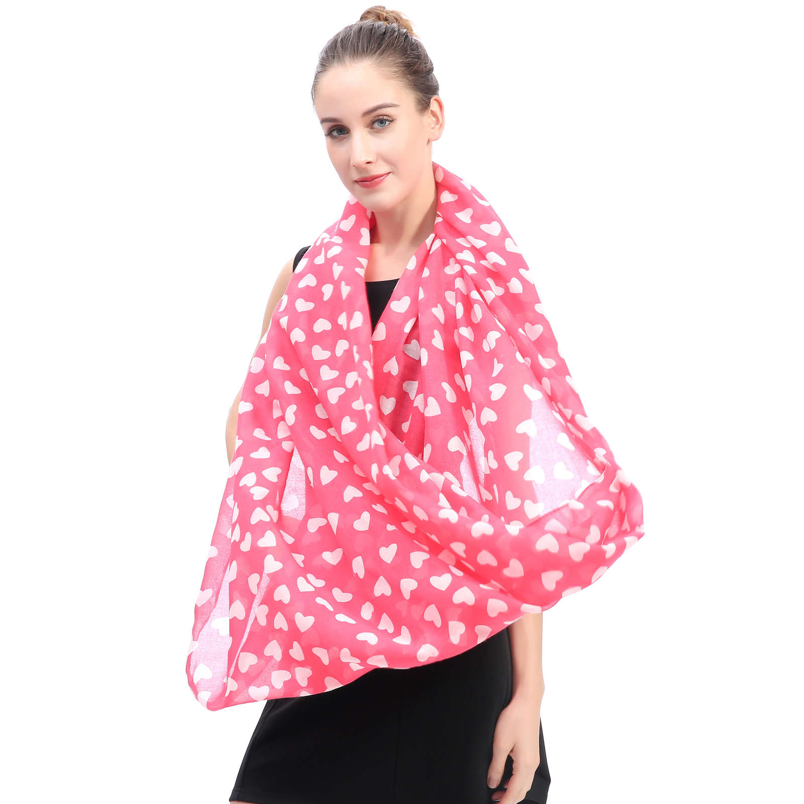 Love Hearts Print Womens Infinity Circle Scarf Valentines Mothers Day ...