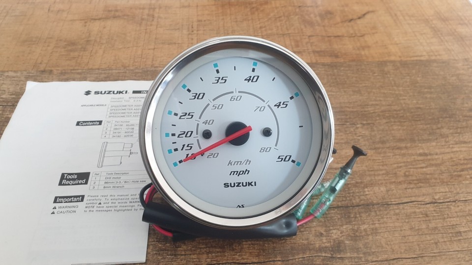 Suzuki Outboard Parts 4" Speedometer 50 MPH Gauge 34100-93J33 White ...