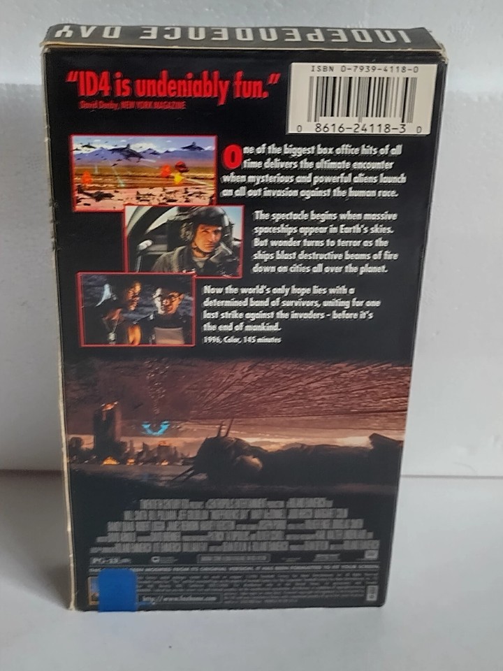 Independence Day VHS 1996 Movie Tape Used. 1B 86162411830| eBay