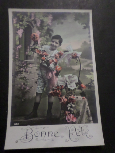 Postcard Cpa France Happy Birthday Child Flowers Old Card (605) | eBay UK