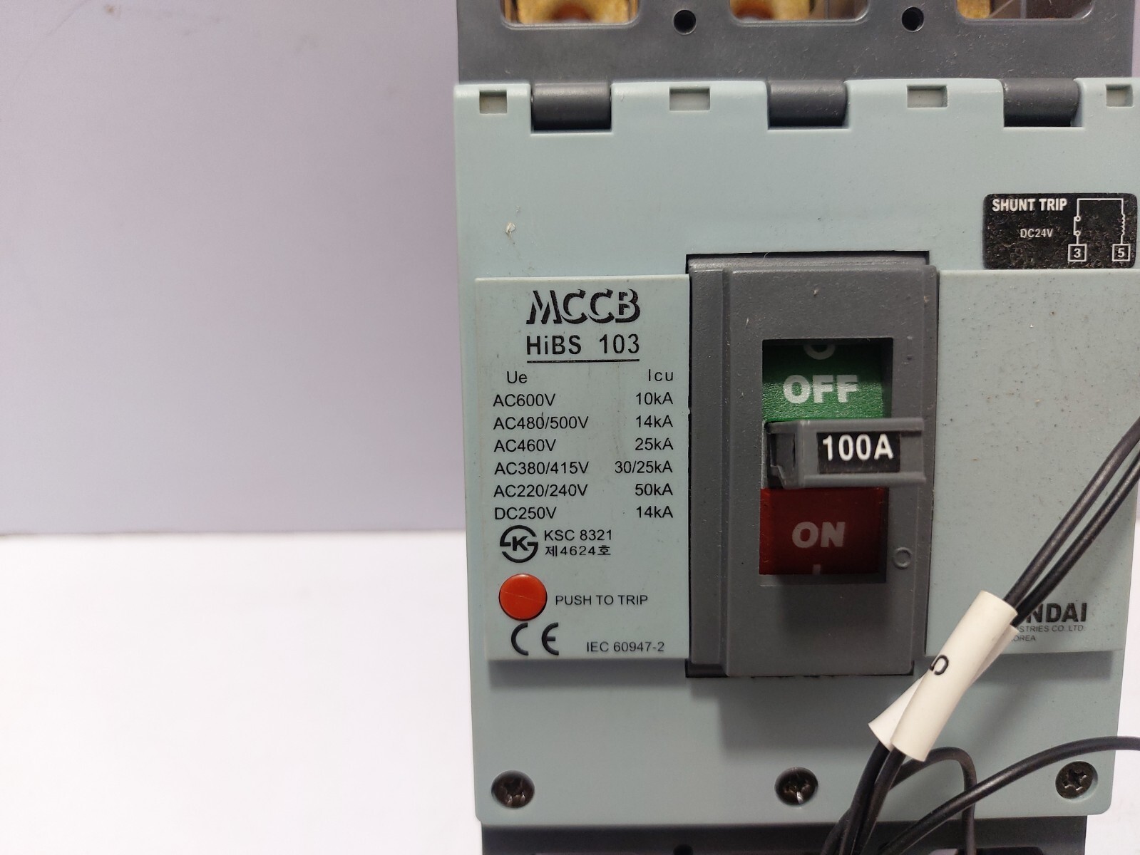 Hyundai MCCB Hibs 103 - Molded Case Circuit Breaker 100af 3f 50/60hz ...
