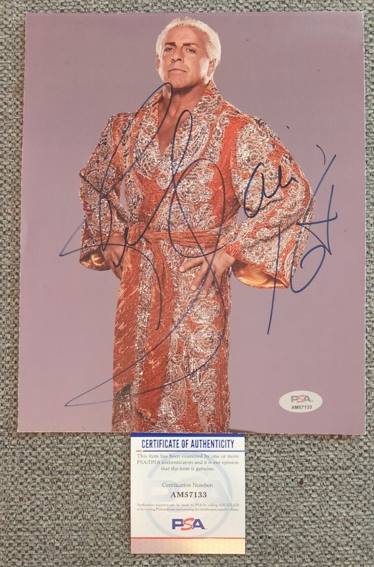RIC FLAIR SIGNED 8X10 PHOTO WWF NATURE BOY WOO 16 PSA/DNA AUTHENTICATED ...