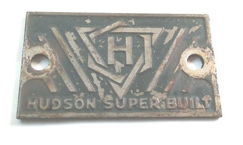 Early Vintage 1930s HUDSON SUPER BUILT Enamel Auto Car Name Plate Badge ...