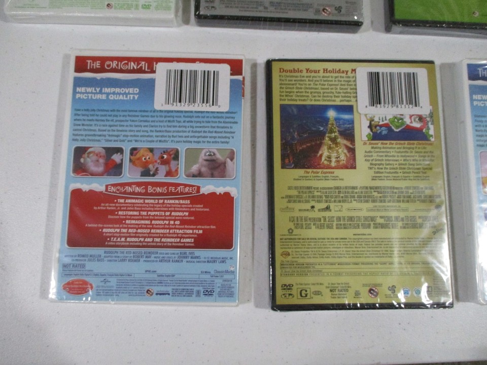 7 NEW DVD's CHRISTMAS Themed - Elf, Rudolph, Polar Express, Grinch ...