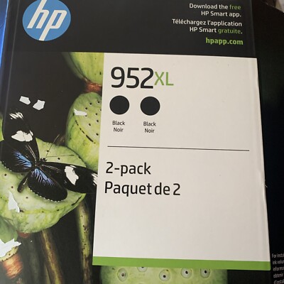 GENUINE HP 952XL 2-PACK Black High Yield Ink Cartridges. NEW. N9K29BN ...