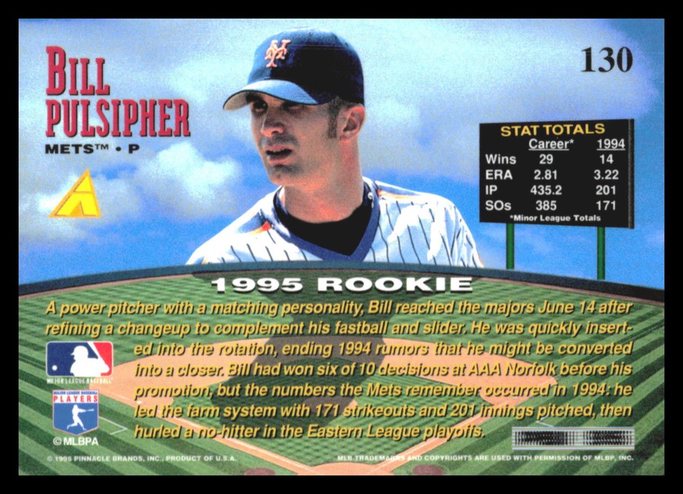 1995 Zenith Bill Pulsipher #130 New York Mets 3M | eBay