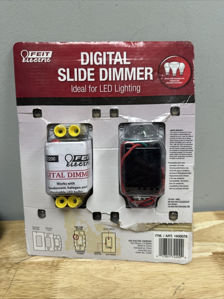 2pk Feit Electric Digital Slide Dimmer for LED Lighting Single Switch ...