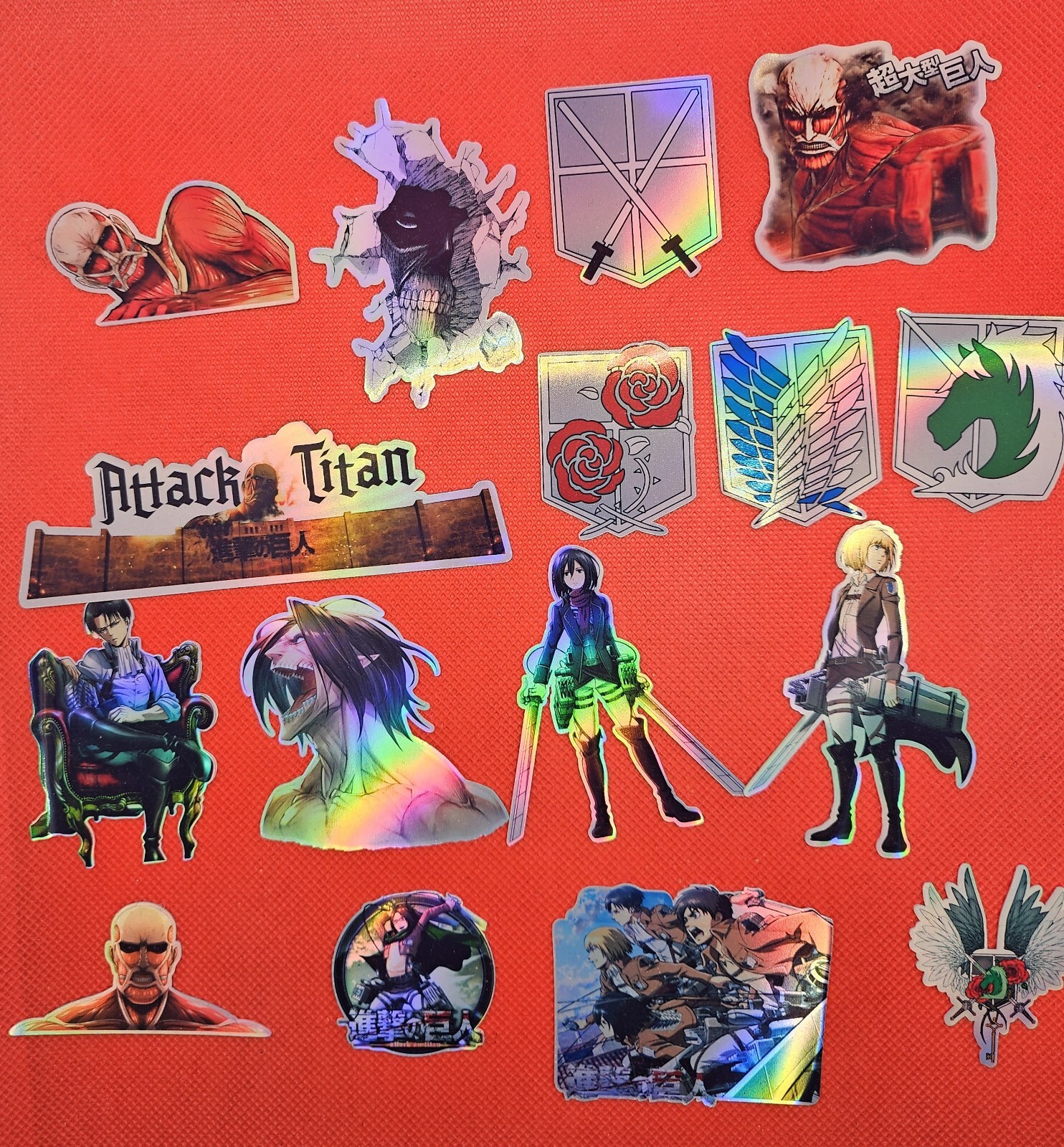 16 attack on titan, holographic stickers | eBay