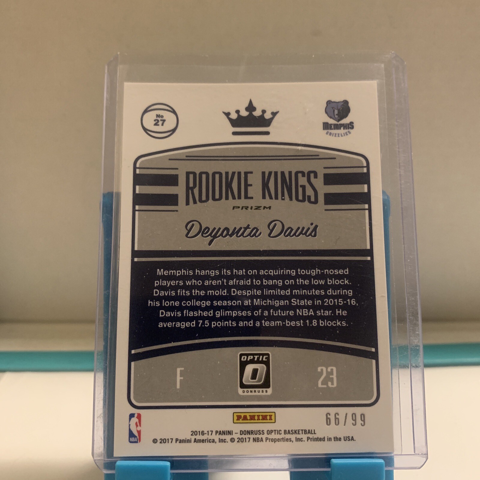2016-17 Panini Donruss Optic - Rookie Kings Red Prizm #27 Deyonta Davis ...