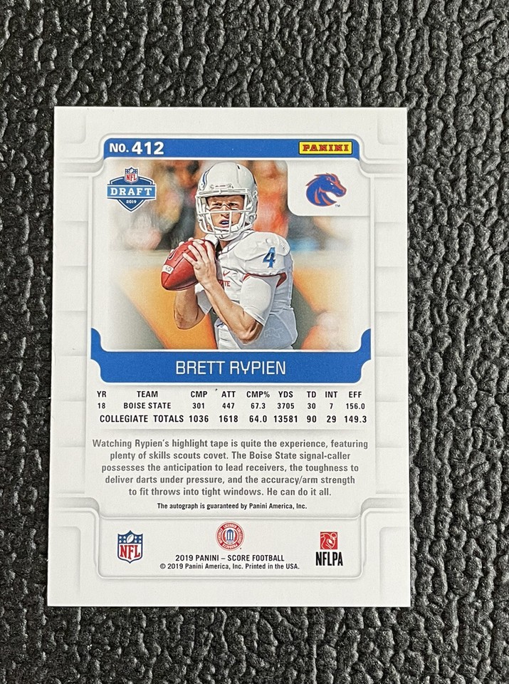🔥BRETT RYPIEN 2019 SCORE AUTOGRAPHED ROOKIE CARD!🔥BRONCOS! BOISE ST! | eBay