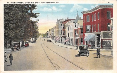 D68/ Waynesboro Pennsylvania Pa Postcard 1928 West Main Street East ...