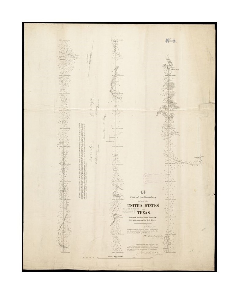 1842 Map Sabine River Part of the boundary between the United States ...