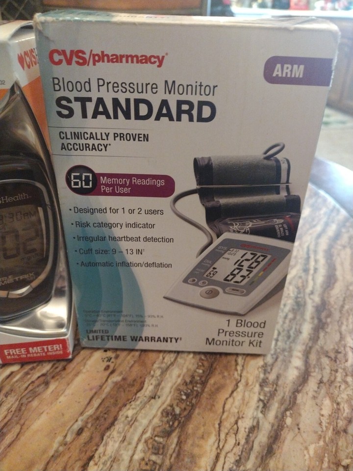 CVS True Metrix Air Self Monitoring Blood Glucose Meter+ Blood Pressure ...