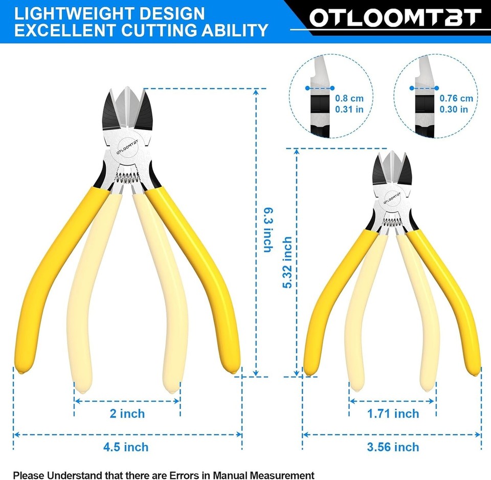 2PCS Wire Cutters Side cutter Cable 6/5" Heavy Duty Cutting pliers ...