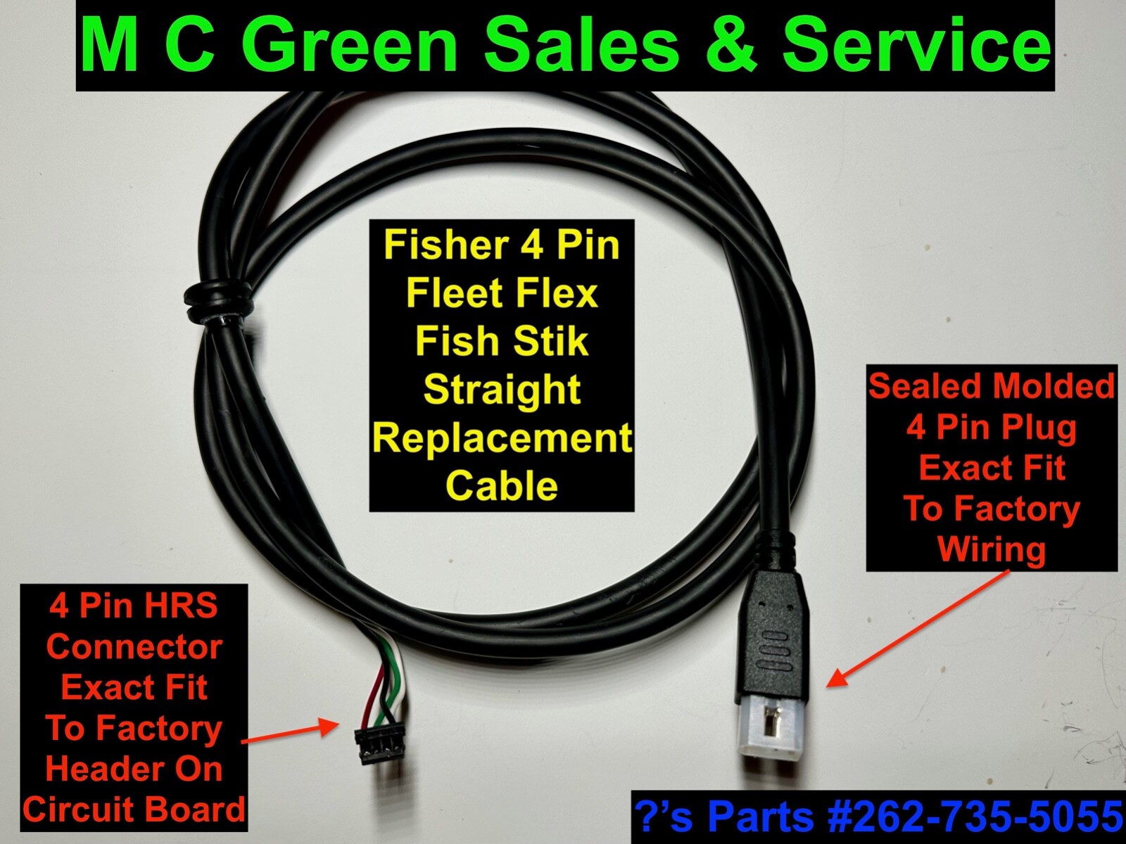 FISHER 4 PIN FISH STIK HANDHELD CONTROLLER STRAIGHT SNOW PLOW CABLE ...