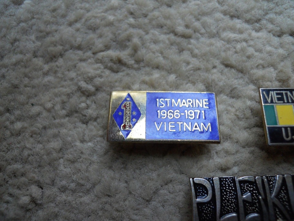 3! Vietnam War Pins; Pleiku, 1st Marine Vietnam, Marine Vietnam Veteran ...
