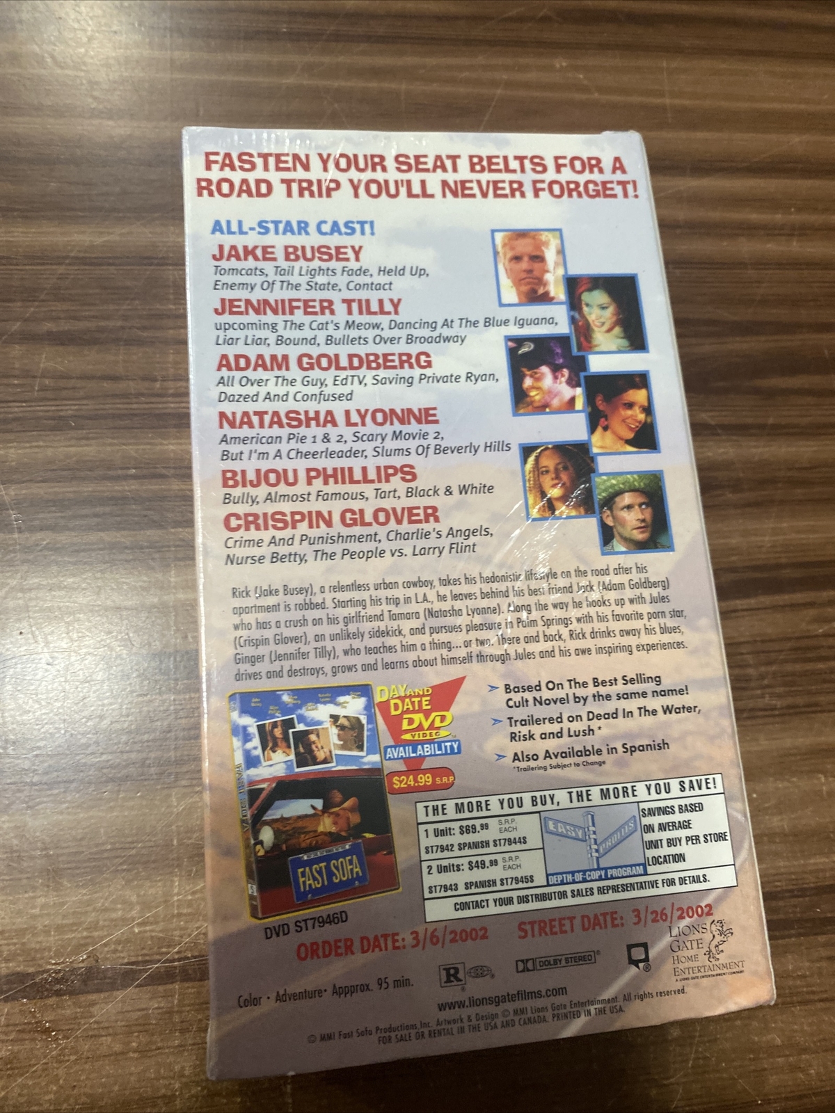 Fast Sofa VHS Tested Jake Busey Jennifer Tilly Eric Roberts Crispin ...