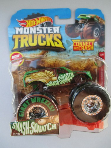 HOT WHEELS MONSTER TRUCKS-giant wheels! *SMASH-SQUATCH* CONNECT & CRASH ...