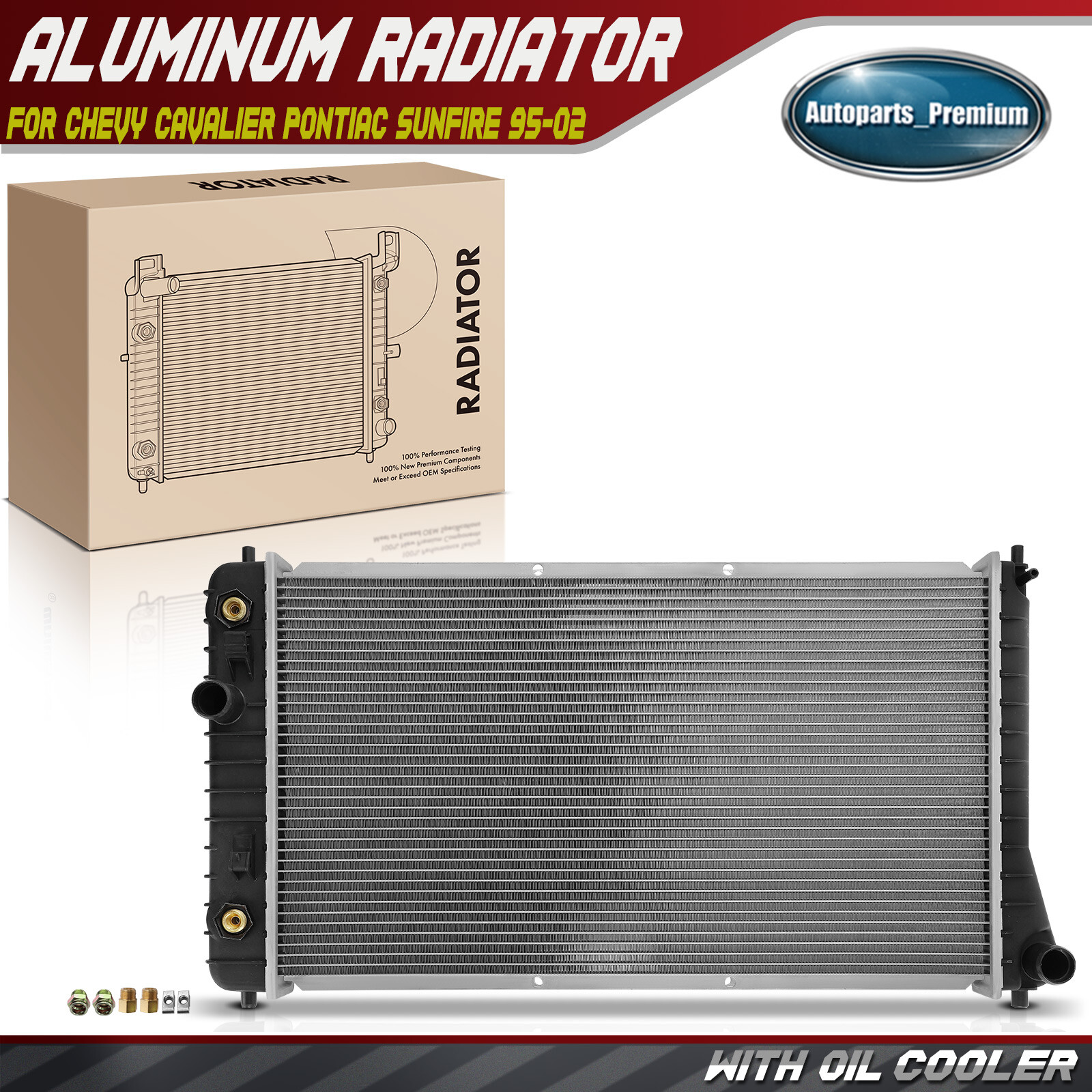 New Aluminum Radiator for Chevrolet Cavalier Pontiac Sunfire L4 2.2L 2 ...