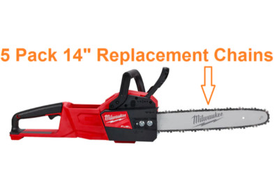 5 Pack 14" Chainsaw Chain Milwaukee M18 FUEL Electric 3/8LP .043 52DL ...