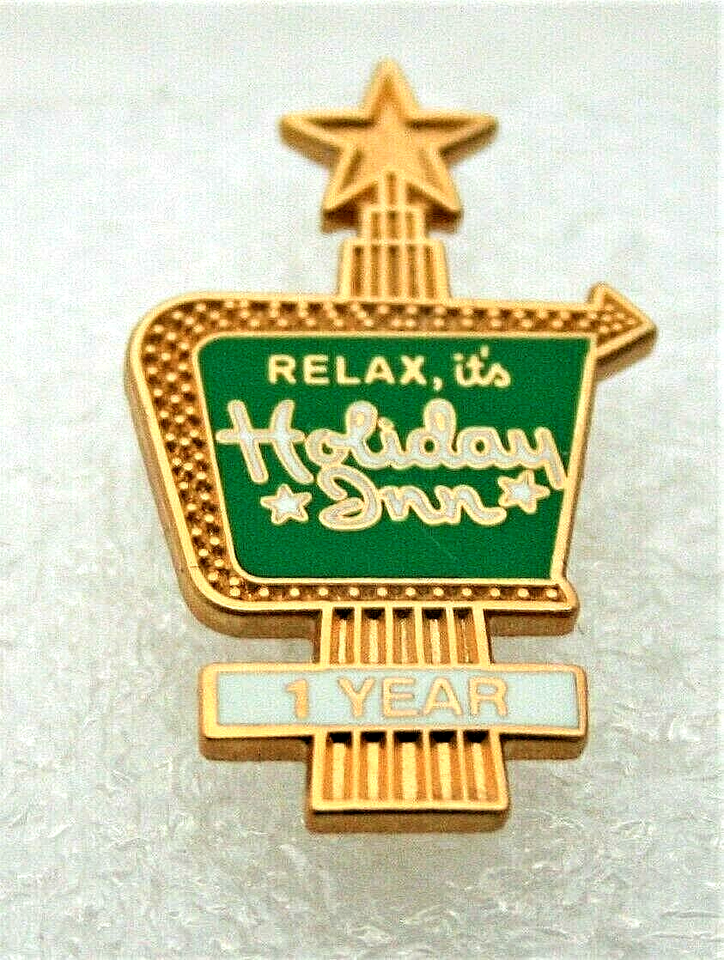 Vtg Holiday Inn Hotel Chain Brass Neon Sign Award Hat Lapel Pin NOS New ...