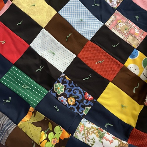 Vintage Patchwork Polyester Fabrics Quilt Cotton Back 80”x88” | eBay
