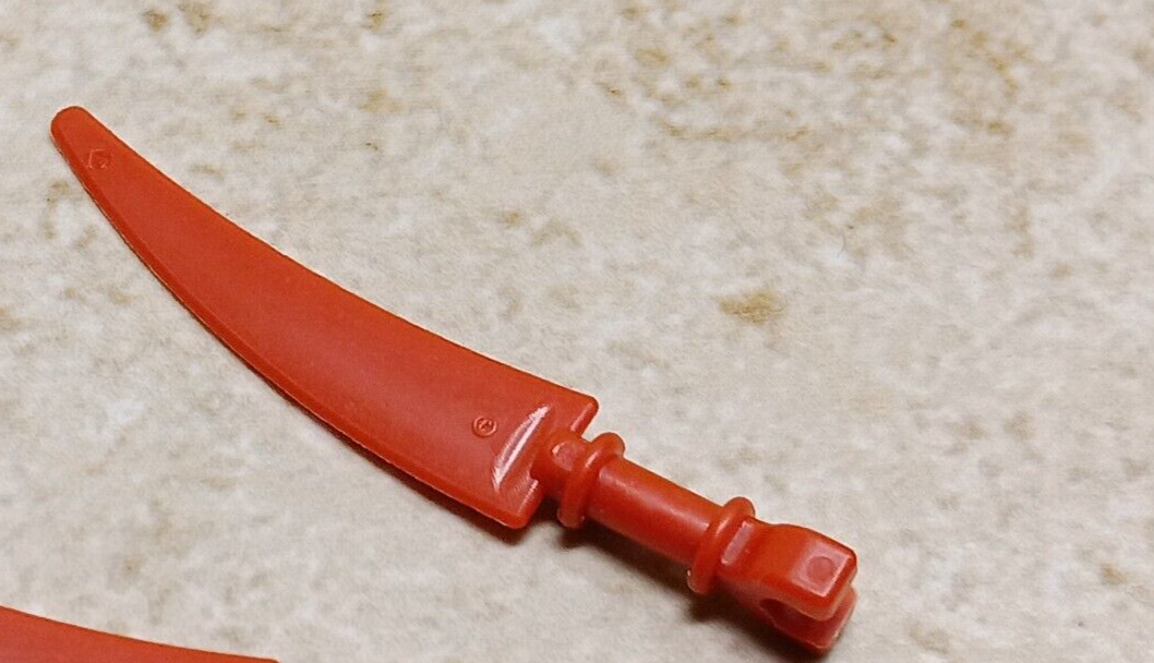 LEGO Scythe Blade RUST with Clip Long Curved Hilt Hold or fasten Slicer ...