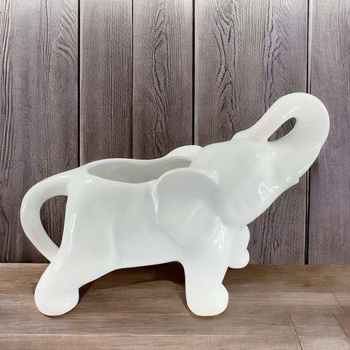Whimsical White Ceramic Elephant Figural Creamer Liquid Container ...