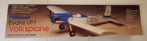 New Open Box Vintage Airsail Evans VP1 Volksplane Balsa RC Model ...