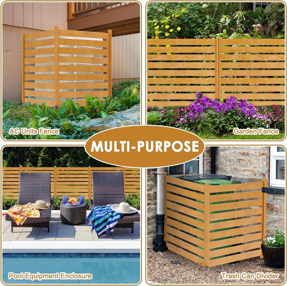 H&ZT Privacy Screens Air Conditioner Fence Screen Outside 2/3 Panels ...