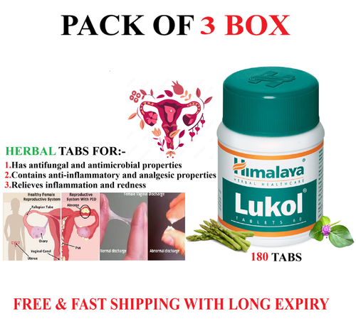 NEW Himalaya Herbal Lukol 180 Tab for Leucorrhea-PID-pelvic ...
