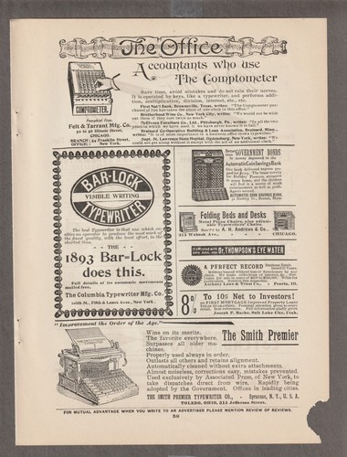 1893 COMPTOMETER Magazine AD~FELT & TARRANT~Boston Linen/Bond WRITING ...