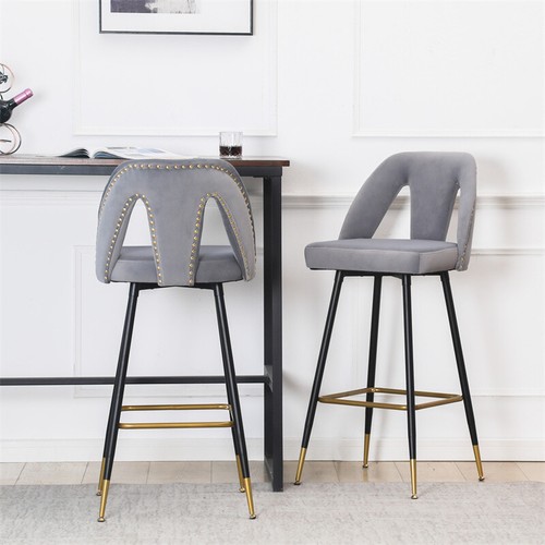 Velvet Set of 2 Upholstered Connor 28" Bar Stool & Counter Stools with ...
