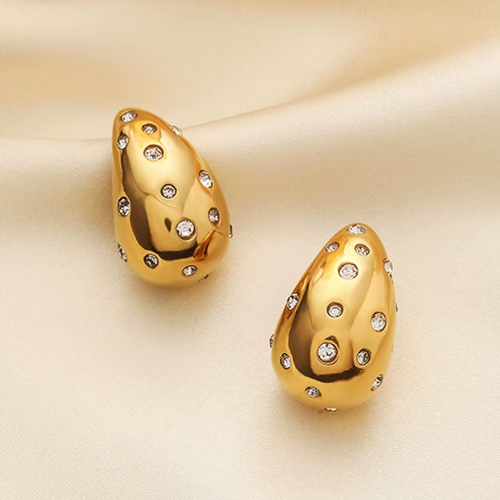 Luxury Brand Inlay Crystal CZ Chunky Water Drop Stud Earrings for Women ...