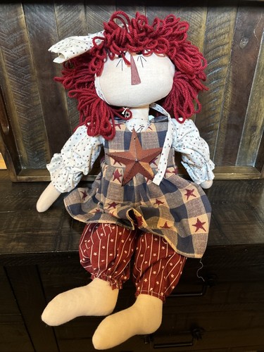 Raggedy Annie Primitive Folk Art American Long Legs Shelf Sitter Cloth ...