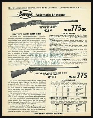 1957 SAVAGE 775-SC and 775 Lightweight Automatic Shotgun AD w/original ...