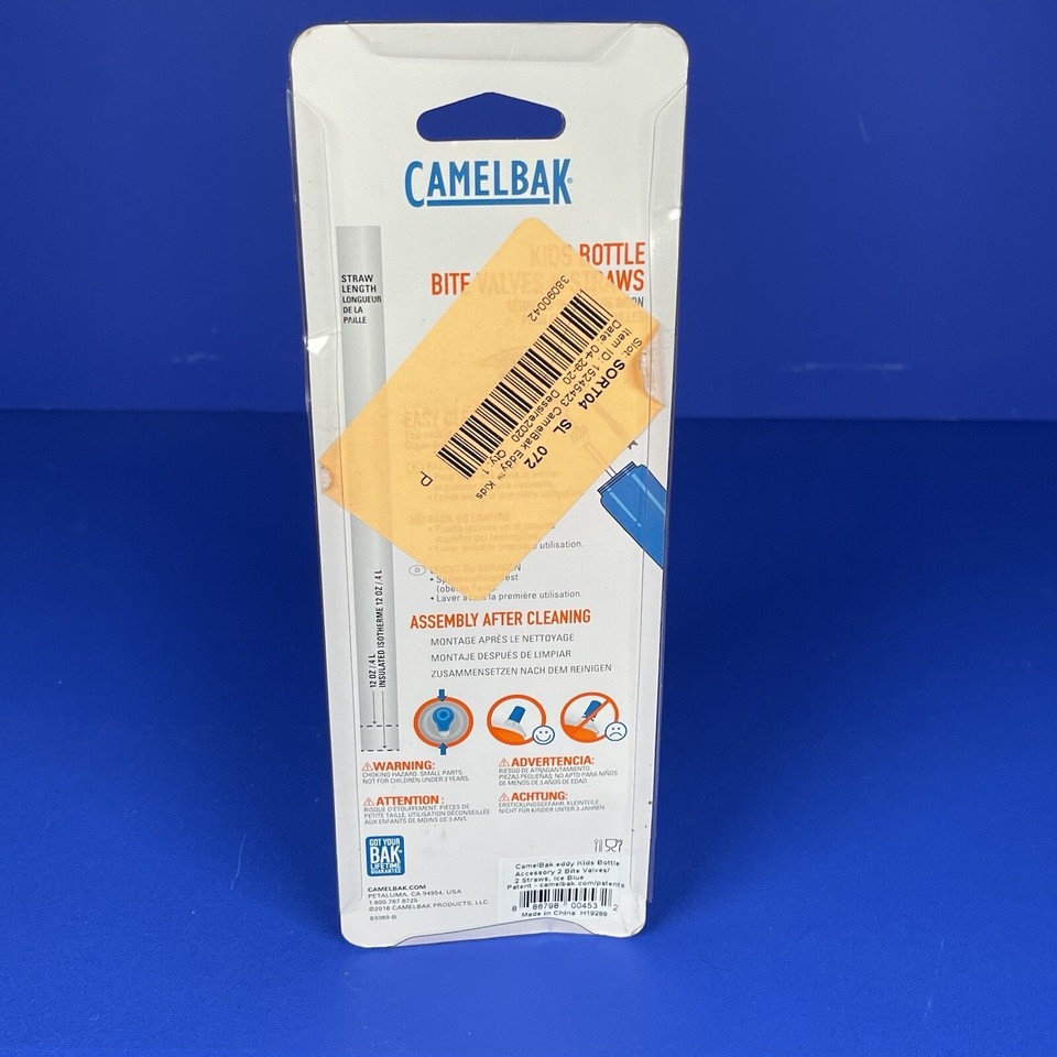 CAMELBAK Eddy Kids Bottle Accessory 2 Bite Valves and 2 Straws Ice Blue ...