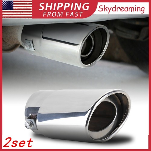 2set 1.5"-2.4" Exhaust Tip 4" Outlet 9" Long Black Powder Coat w/Clamps ...