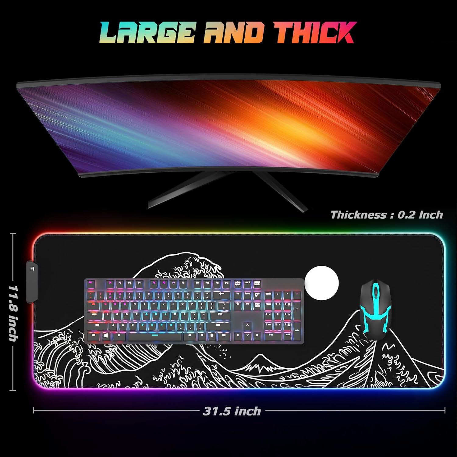 RGB Gaming Mouse Pad, Full Desk XL Extended Large Gaming Mousepad, 12 ...