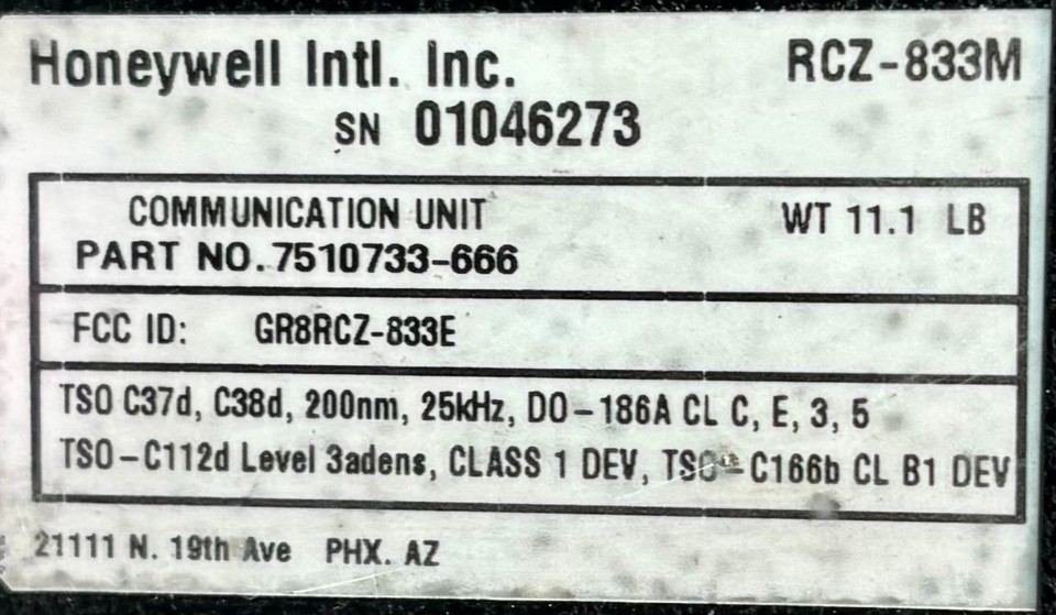 Integrated Communication Unit RCZ833M 7510733-666 w/ July 2025 ...