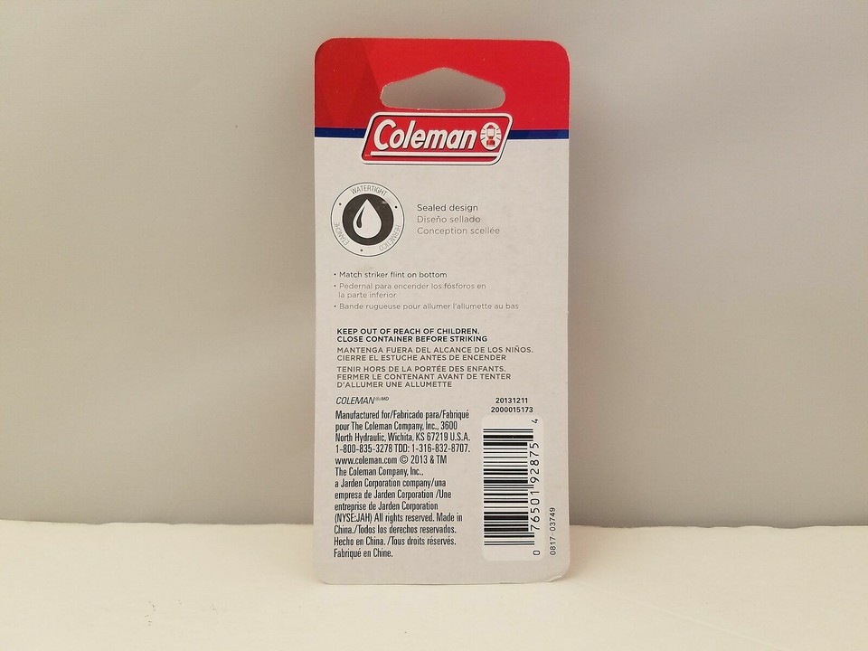 COLEMAN Plastic Waterpoof, Match Holder, 25 Matches, Orange, Flint ...