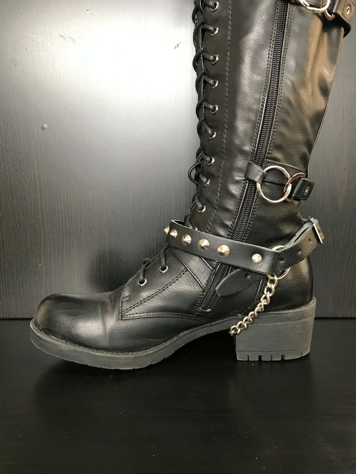 Genuine Real Leather BOOT STRAPS BLACK 5 STYLES PUNK GOTHIC FASHION ...
