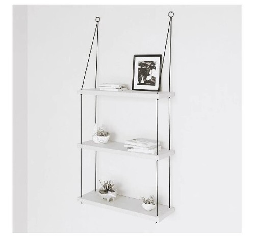 Omysa 3 Tier Hanging Shelves - Rustic White | eBay