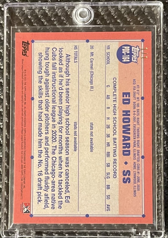 2021 Topps Pro Debut Chrome Superfractor 1/1 Ed Howard #PDC-164 Chicago ...