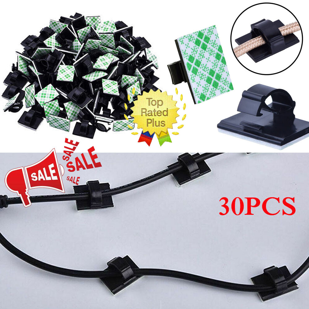 30pcs Mini Self Adhesive Car Wire Clips Rectangle Tie Sticker Cable ...