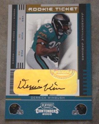 2005 Contenders Derrick Wimbush Rookie Ticket #185 Jacksonville Jaguars ...