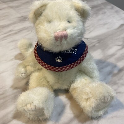 Boyds Bears 8" Plush Kitten Cat ROBYN PURRSMORE with Bib Pink nose Blue ...