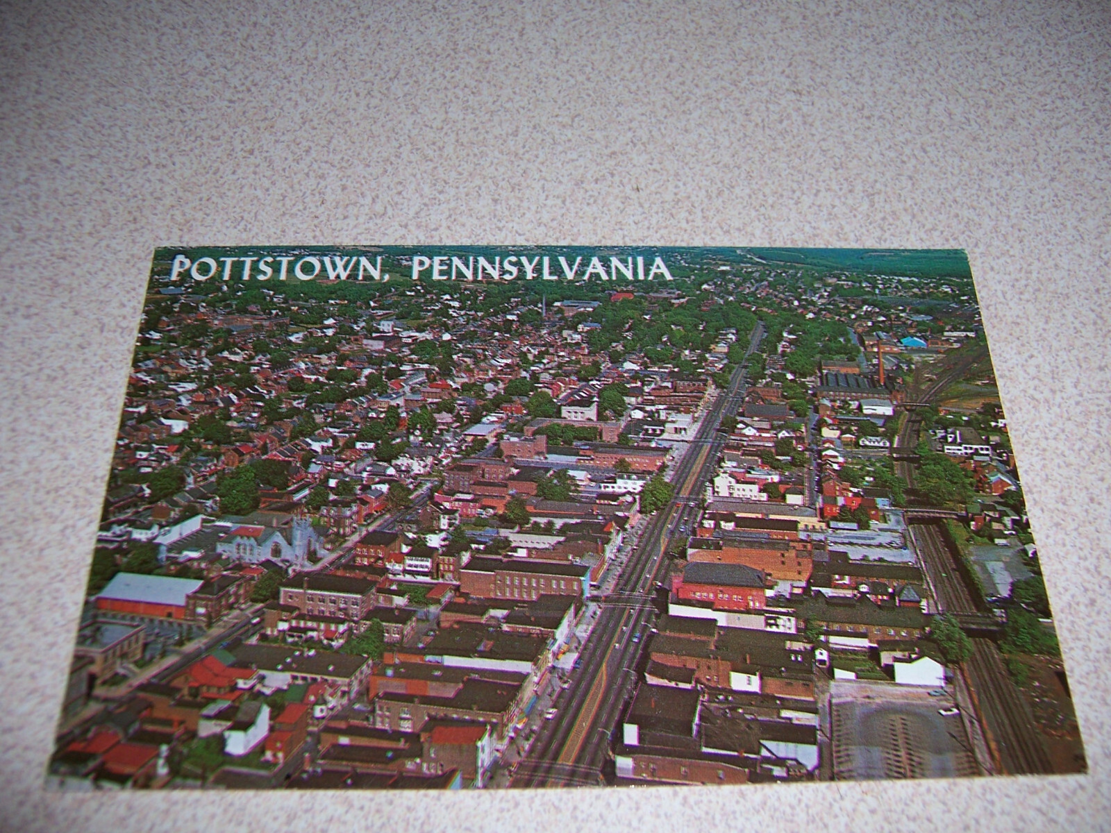 1960s AERIAL-VIEW, HIGH STREET, DOWNTOWN POTTSTOWN PA. VTG PHOTO ...