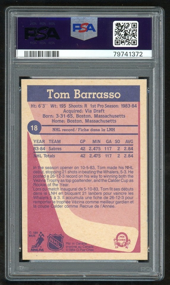 1984 O-Pee-Chee Tom Barrasso #18 (Rookie Card) PSA 8 | eBay
