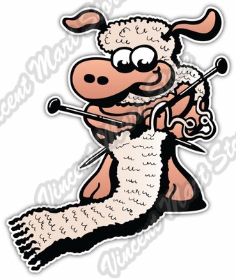 Cute Smiling White Sheep Knitting Scarf Car Bumper Vinyl Sticker Decal ...